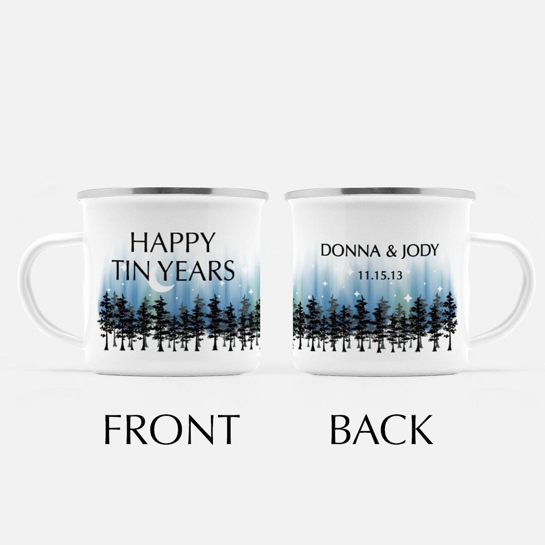Starry Night Tin Year Anniversary Mug, Custom 10 Year Husband Wife Gift ...