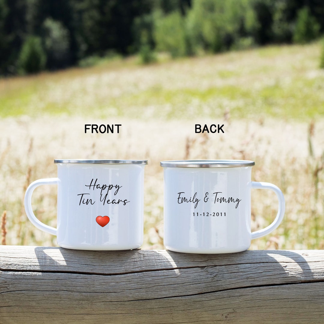 Tin Year Anniversary Mug, Personalized 10th Wedding Celebration Gift ...