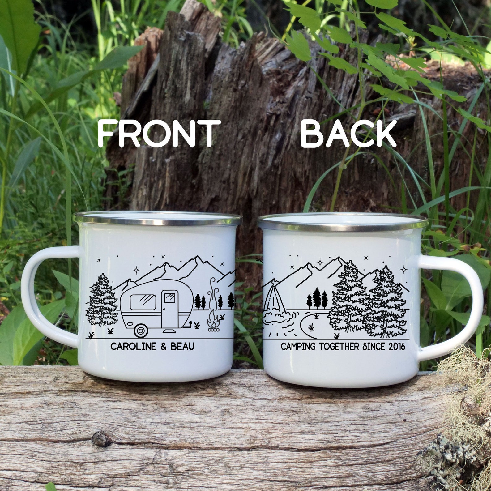 Camper Enamel Mug Adventure Couples Custom Coffee Camp Cup - Etsy