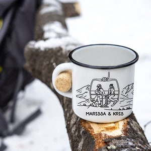Personalized Ski Mug, Customized Couples Skiing Gift, Downhill Ski ...