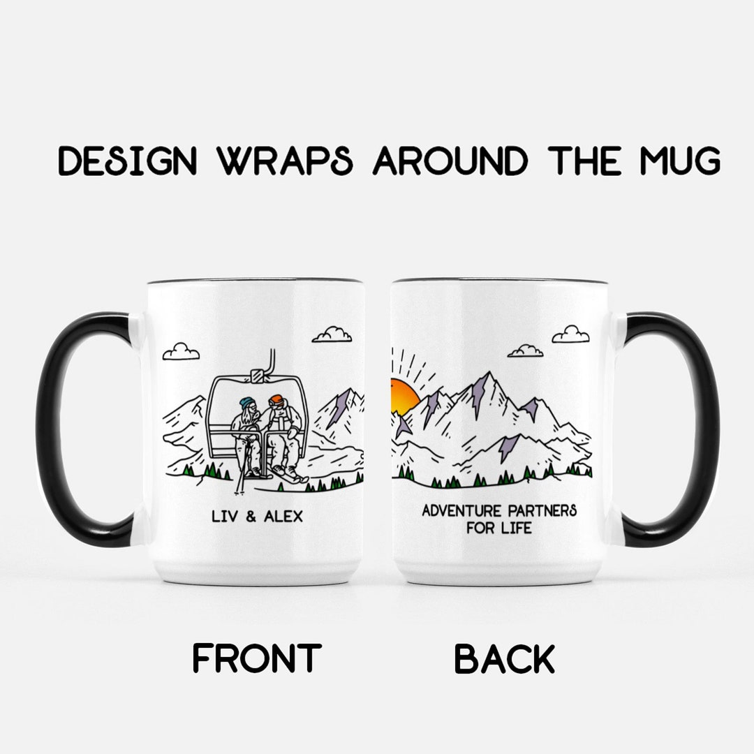 Personalized Ski Mug, Customized Couples Skiing Gift, Downhill Ski ...