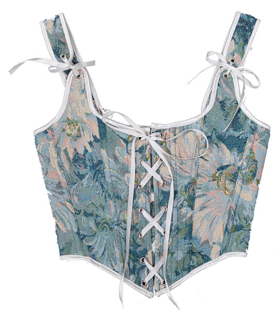 Vintage Y2k Corset Tops E Girl Lace Up Crop Tops Y2k Clothing Etsy