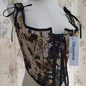 Vintage Floral Lace-up Overbust Corset Top Victorian Bodice Renaissance ...