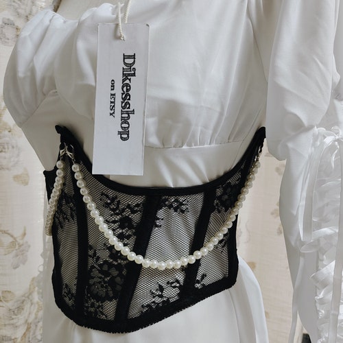 Vintage Y2k Corset Tops E Girl Mesh Belt Embroidery Crop Tops Etsy