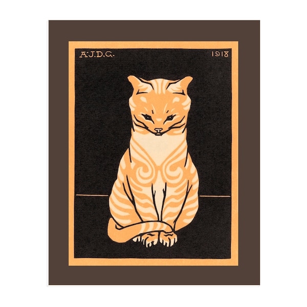 Cat Block Print - Etsy