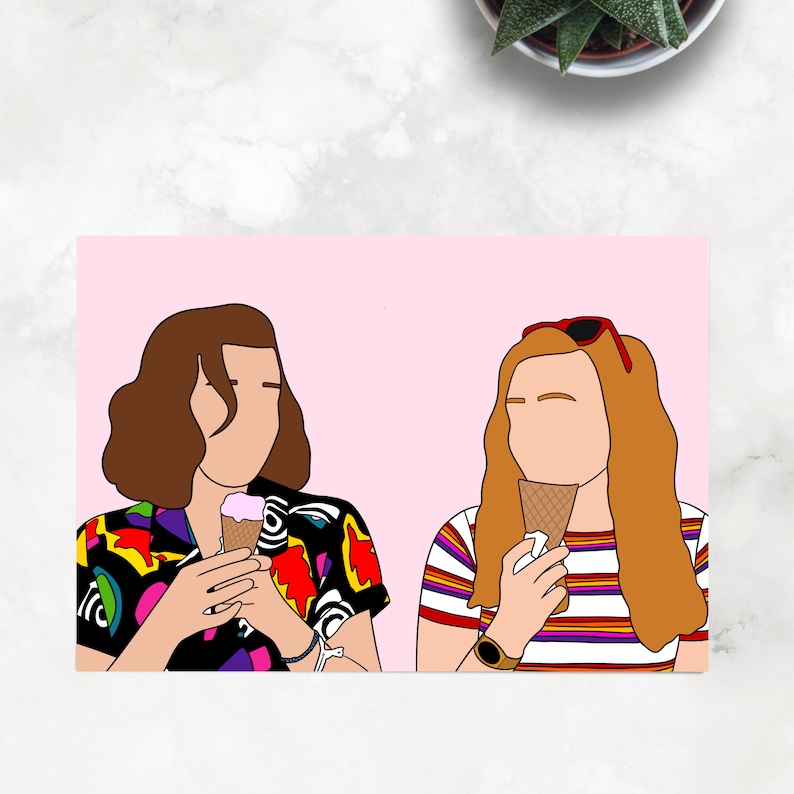 Eleven and Max Poster Stranger Things Season 3 Drawing Elmax - Etsy UK