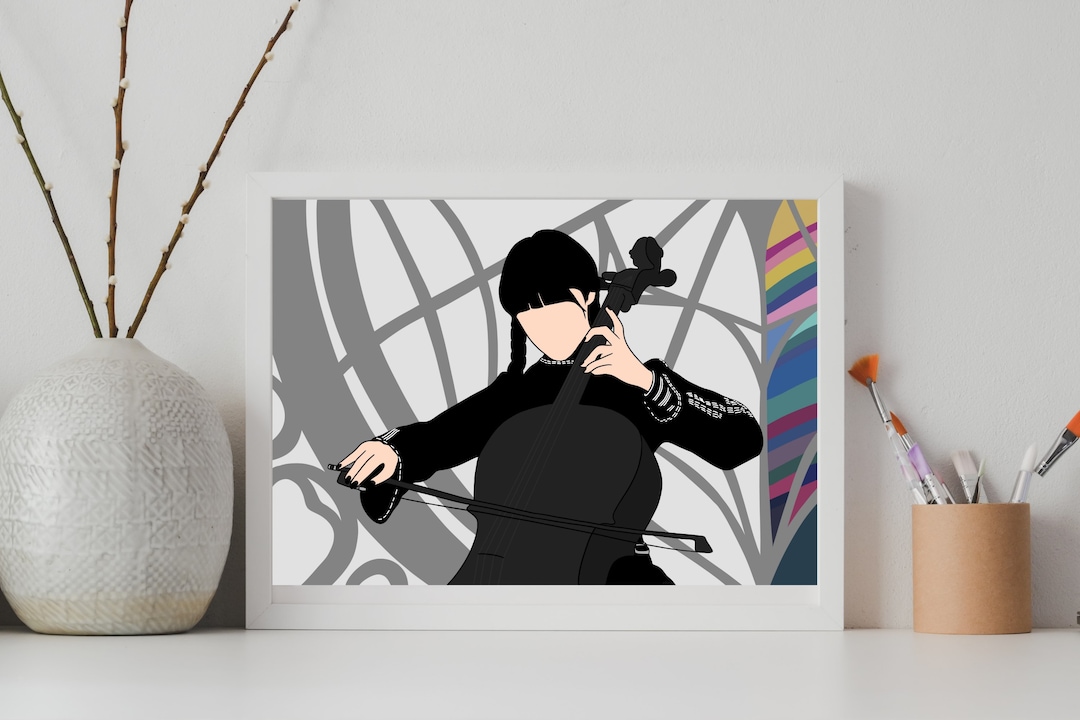 Wednesday Poster Wednesday Addams Drawing Cello Dorm Room Window Jenna ...