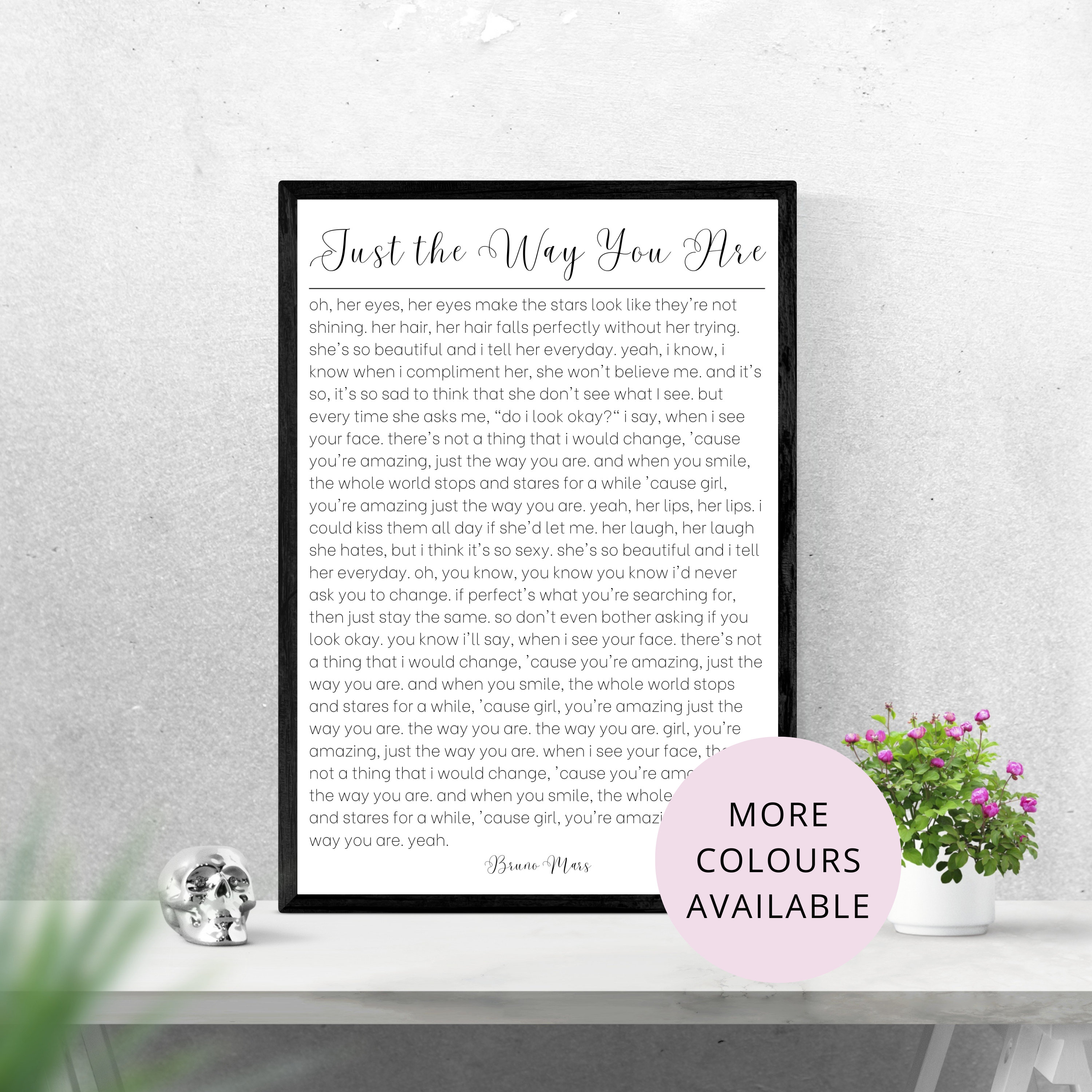 Bruno Mars - Just the Way You Are Lyrics | Song Poster | A5 A4 A3 - Etsy