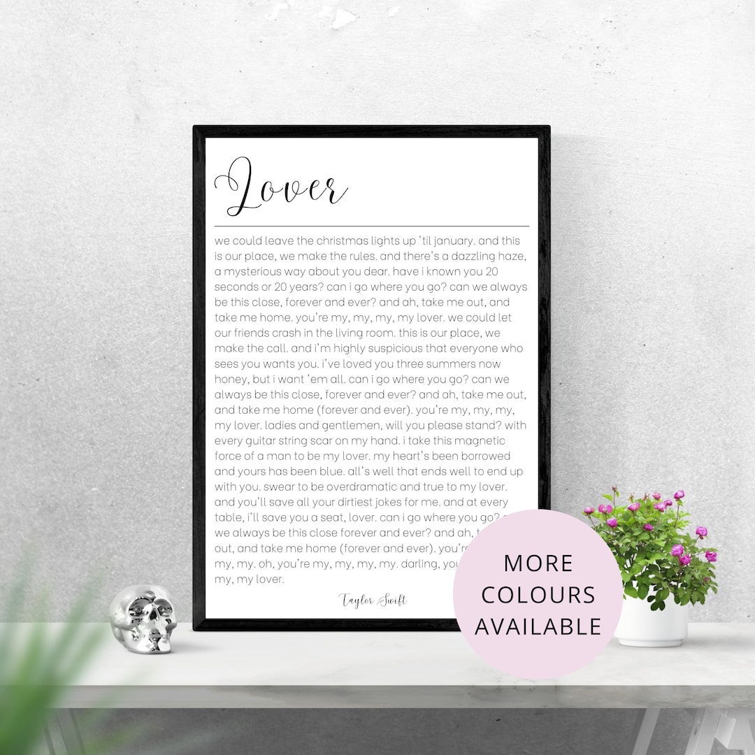 Taylor Swift Lover Lyrics Song Poster A5 A4 A3 - Etsy Italia