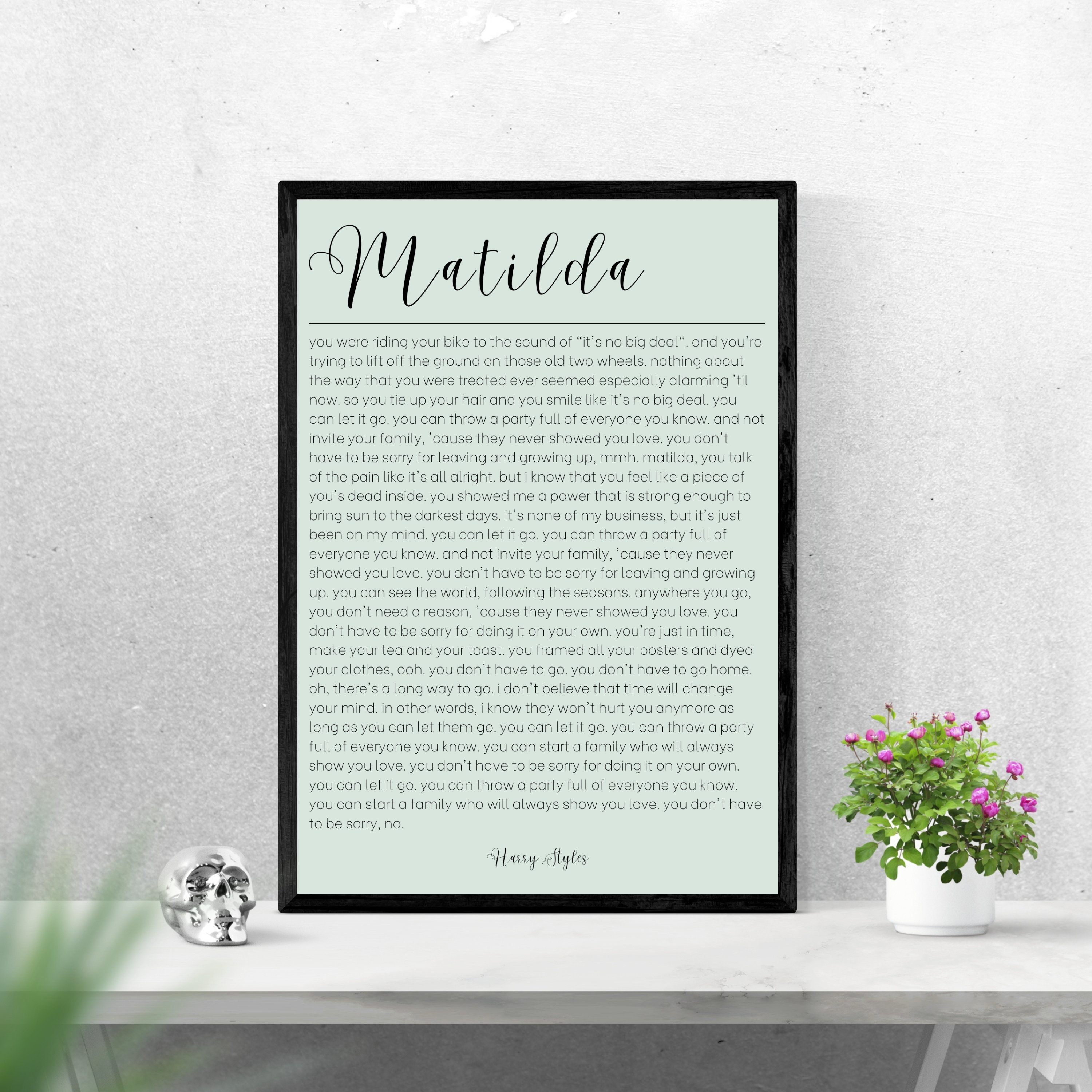 Harry Styles Matilda Lyrics Song Poster A5 A4 A3 - Etsy UK