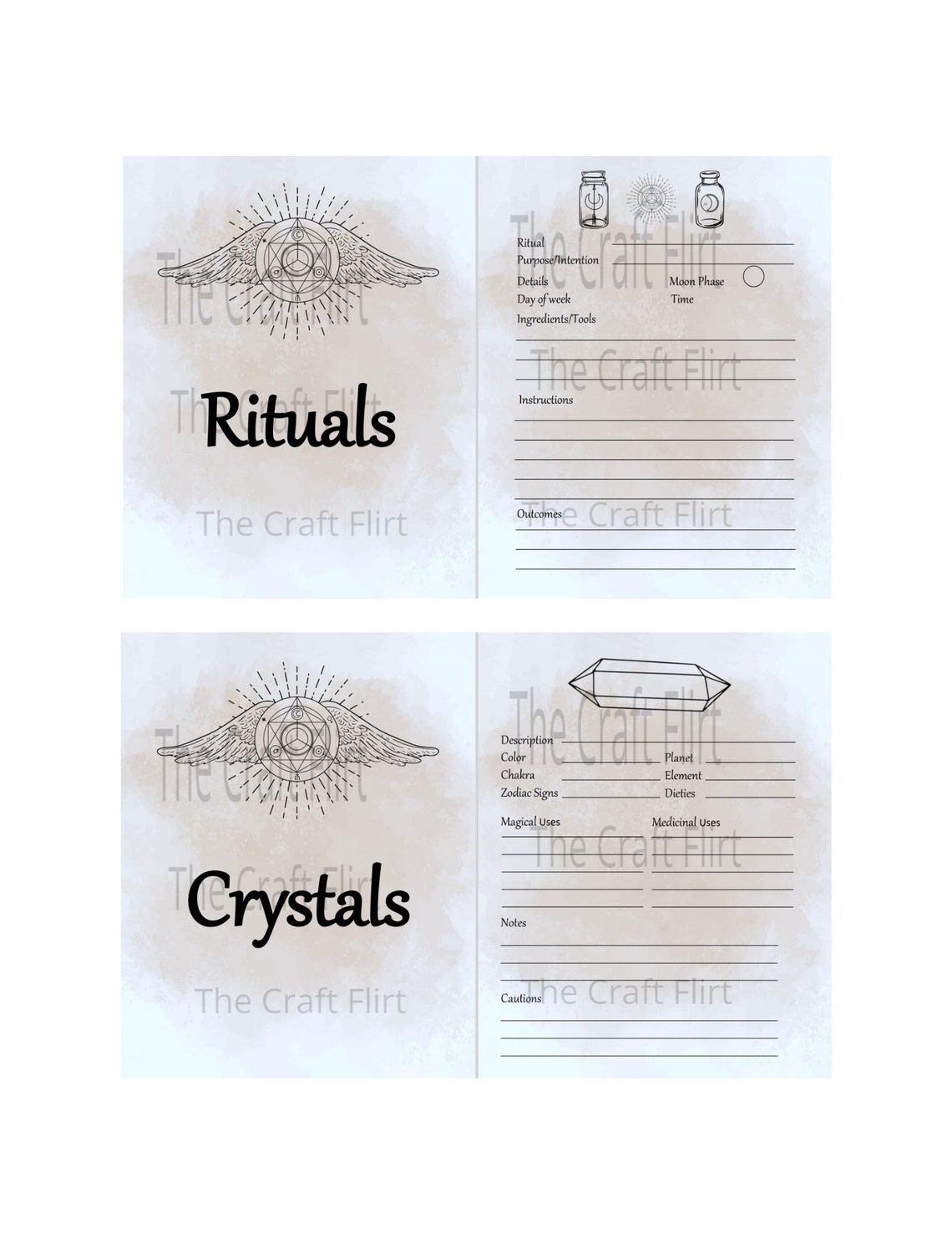 Digital or Printable Blank Spell Book Wicca Magic - Etsy