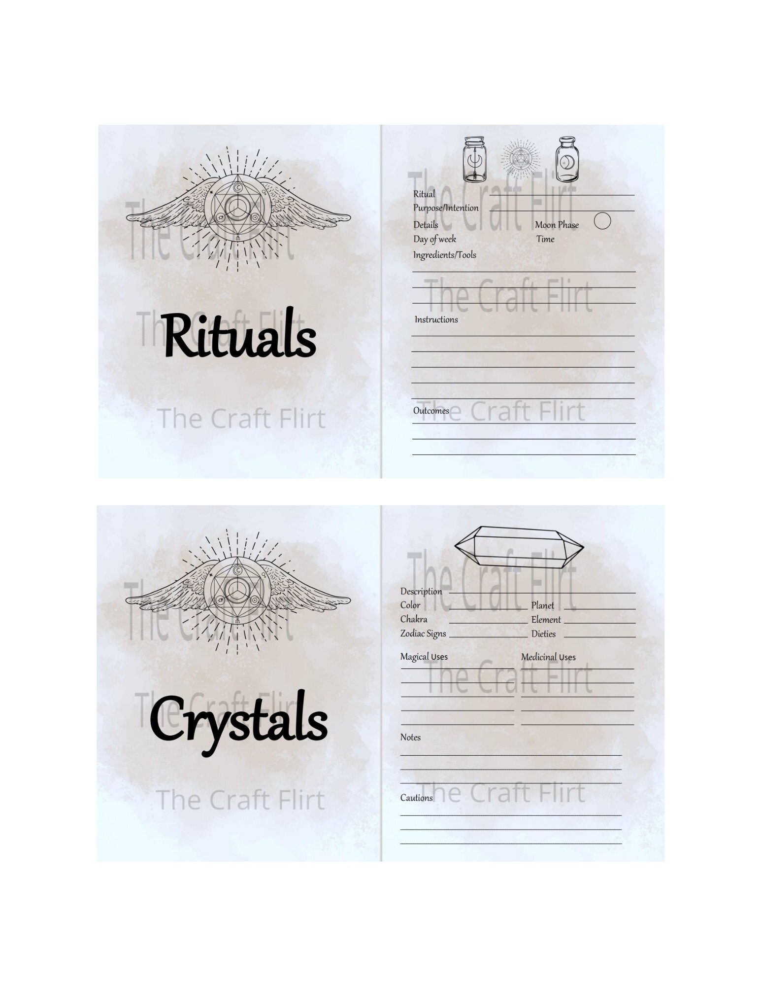 Digital or Printable Blank Spell Book Wicca Magic | Etsy