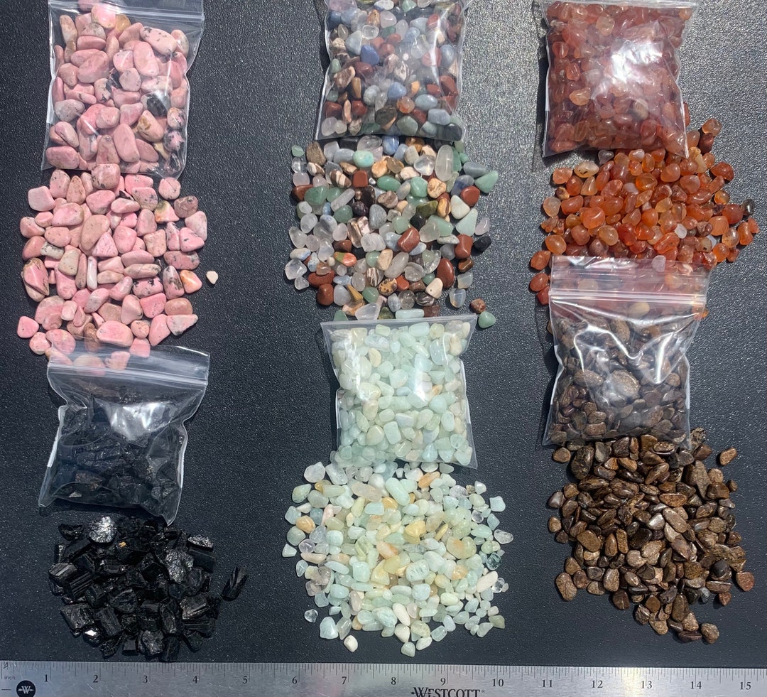 4 Oz Crystal Chips, Rhodonite, Mixed, Carnelian, Black Tourmaline ...