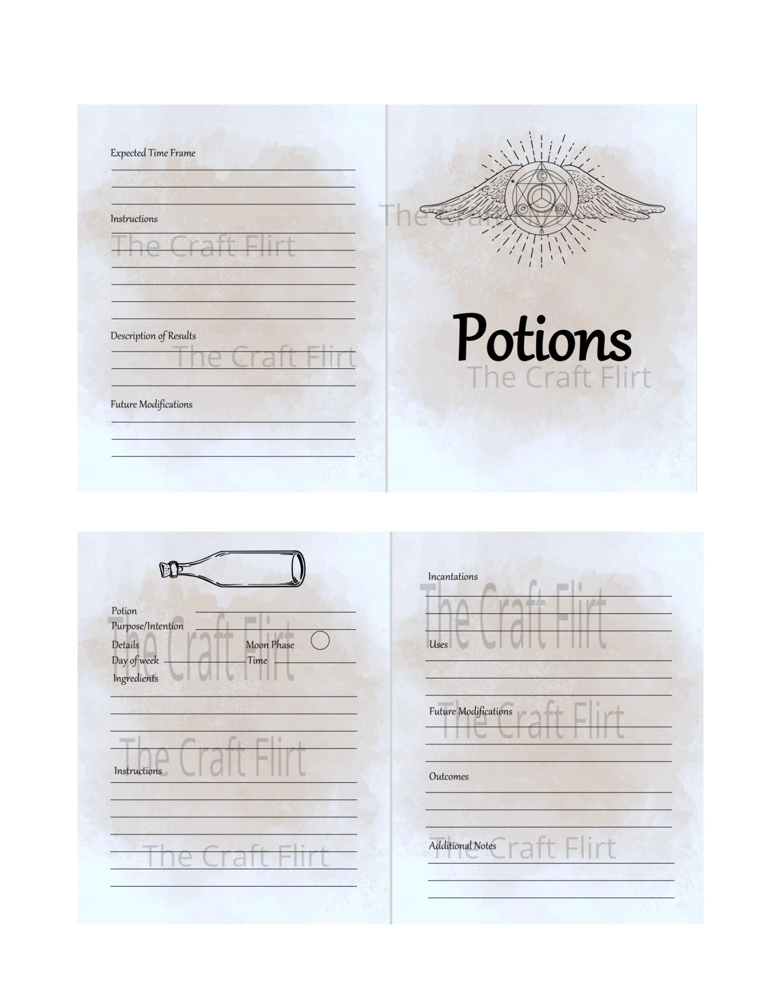 Digital or Printable Blank Spell Book Wicca Magic - Etsy