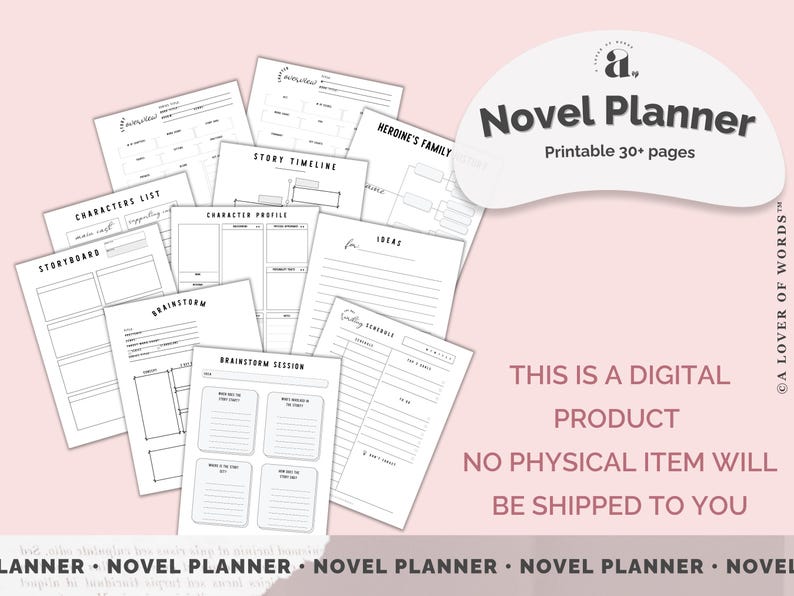 Printable Novel Writing Planner | Author Planner Writing Goals | Word ...