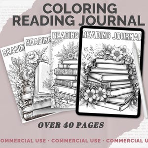 PLR Coloring Reading Journal Commercial Use | Editable Canva Template ...