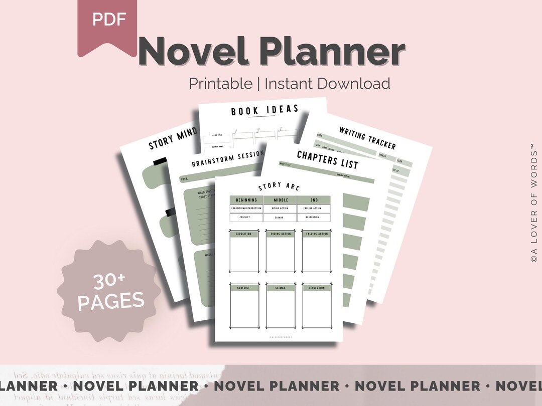 Printable Novel Writing Planner | Author Planner Writing Goals | Word ...