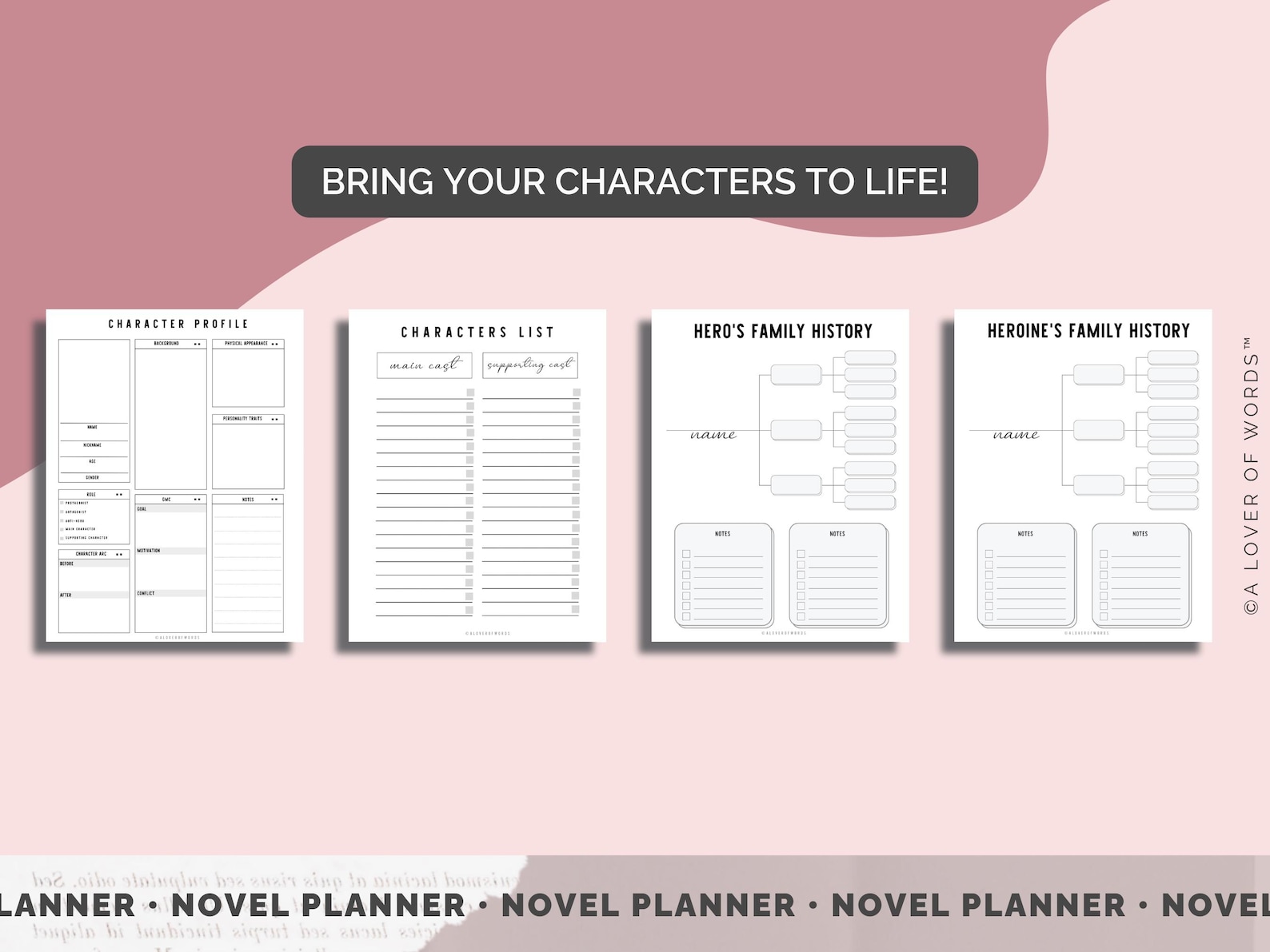 Printable Novel Writing Planner | Author Planner Writing Goals | Word ...