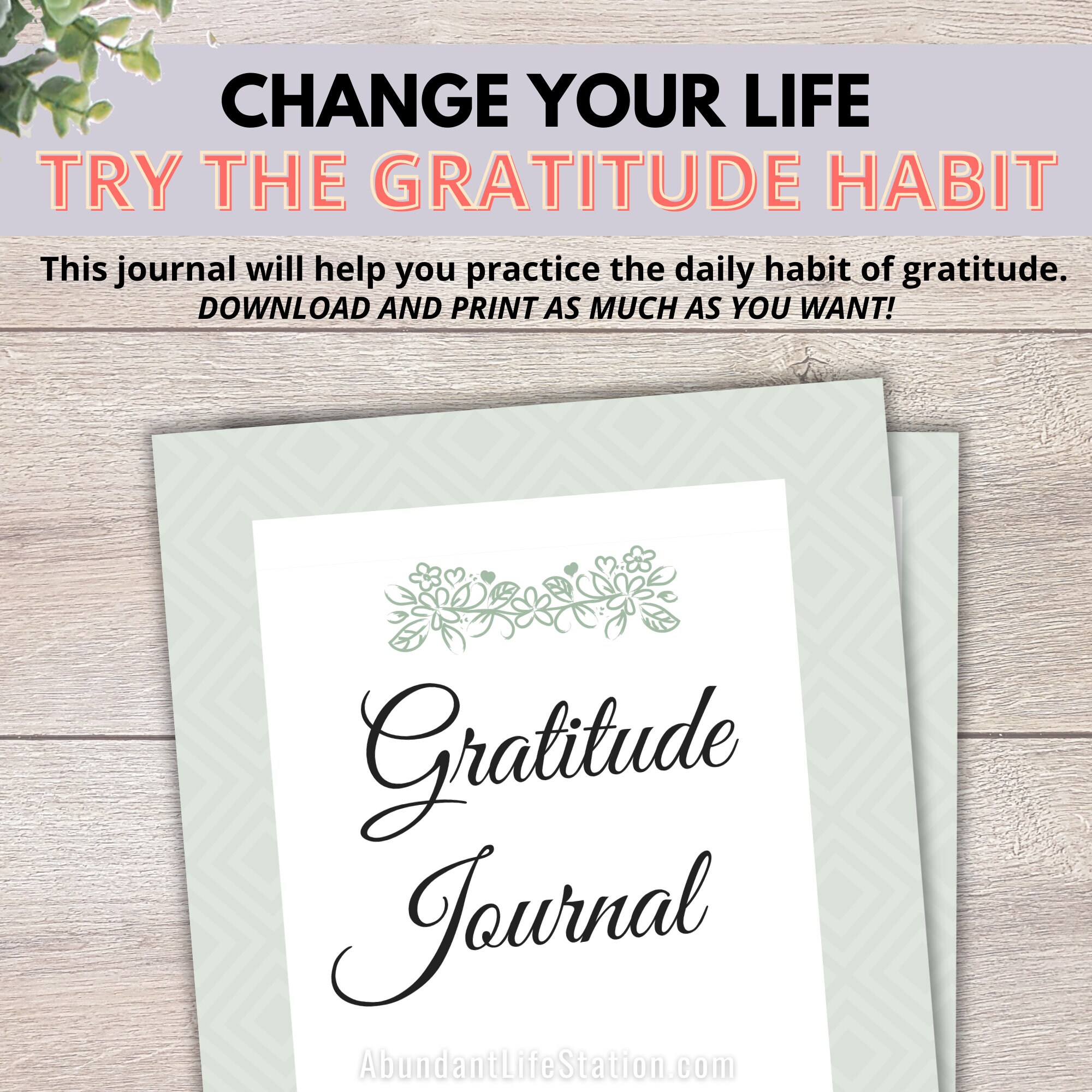 Gratitude Journal Printable PDF 8x11 Size, Digital Download, Daily ...