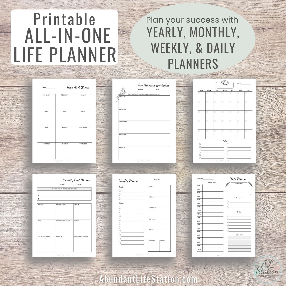 Abundant Life Planner, All-in-one Printable, Life Management Binder ...