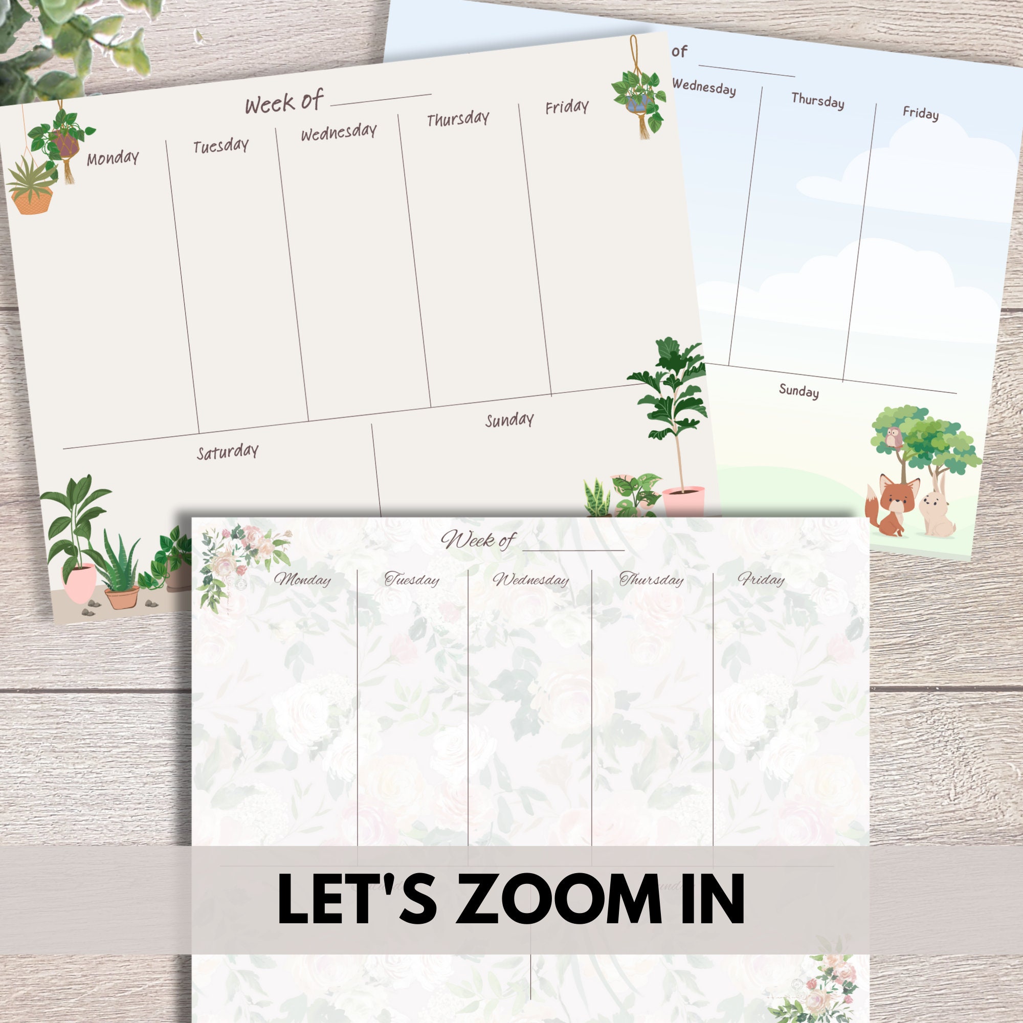 Weekly Planner Printable Landscape Week at a Glance Weekly - Etsy