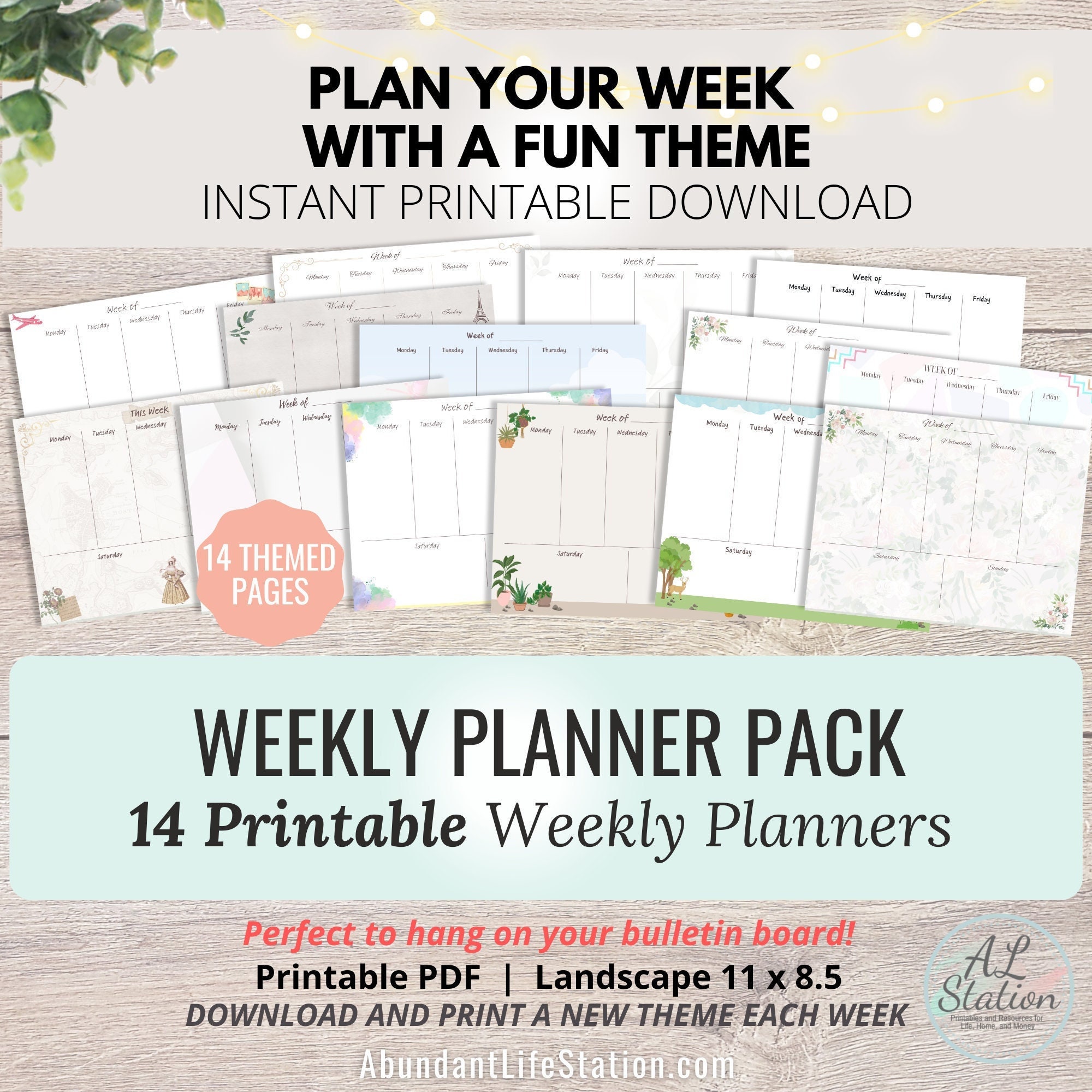 Weekly Planner Printable Landscape Week at a Glance Weekly - Etsy