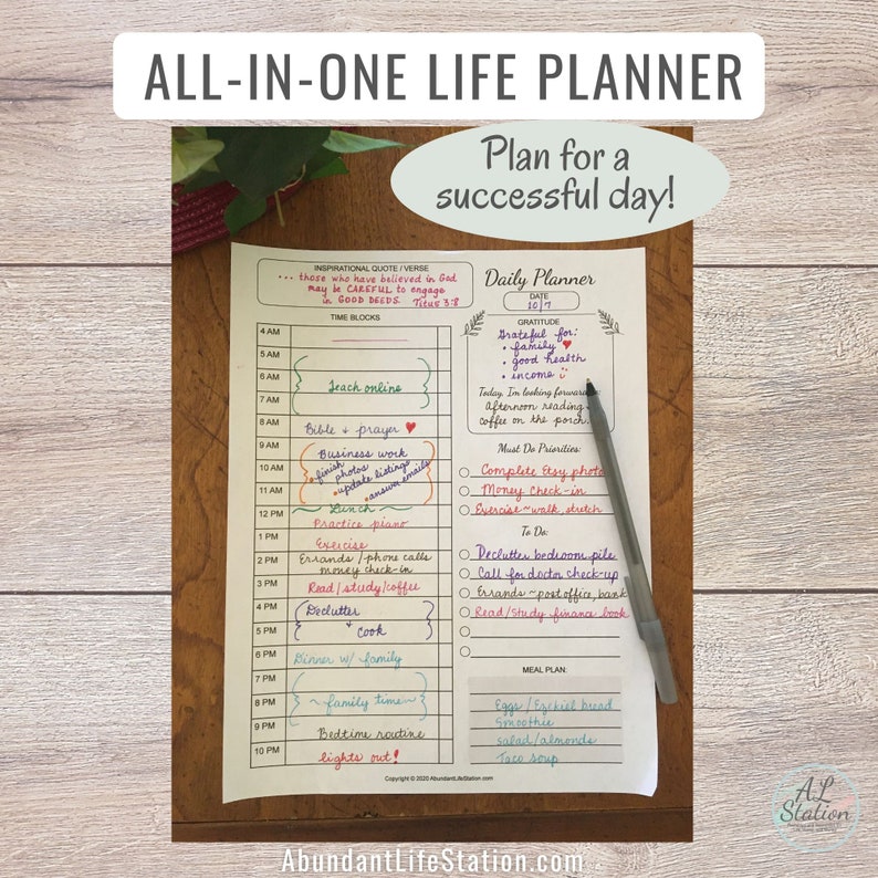 Abundant Life Planner, All-in-one Printable, Life Management Binder ...