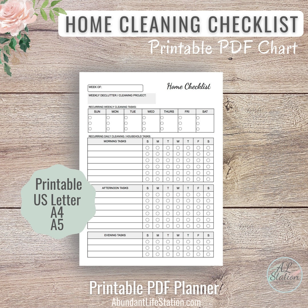 Home Checklist, Daily Cleaning, Weekly Cleaning, Declutter, Household ...