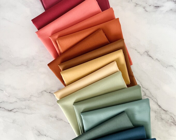 Muted Rainbow Bundle of 16 Solids - Fat Quarter, 1/4 Yard or 1/2 Yard ...