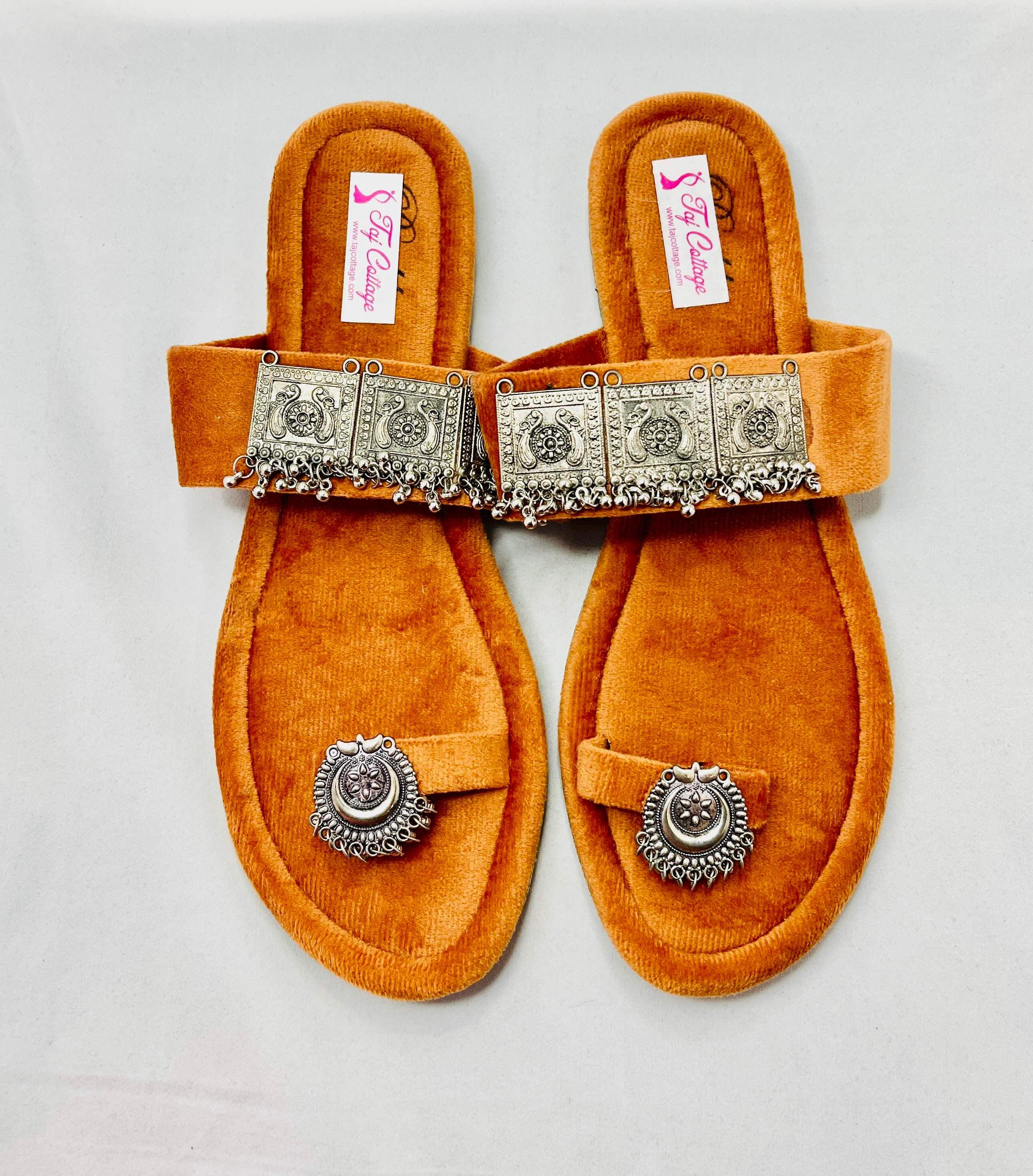 Orange Velvet Color Sandals - Etsy