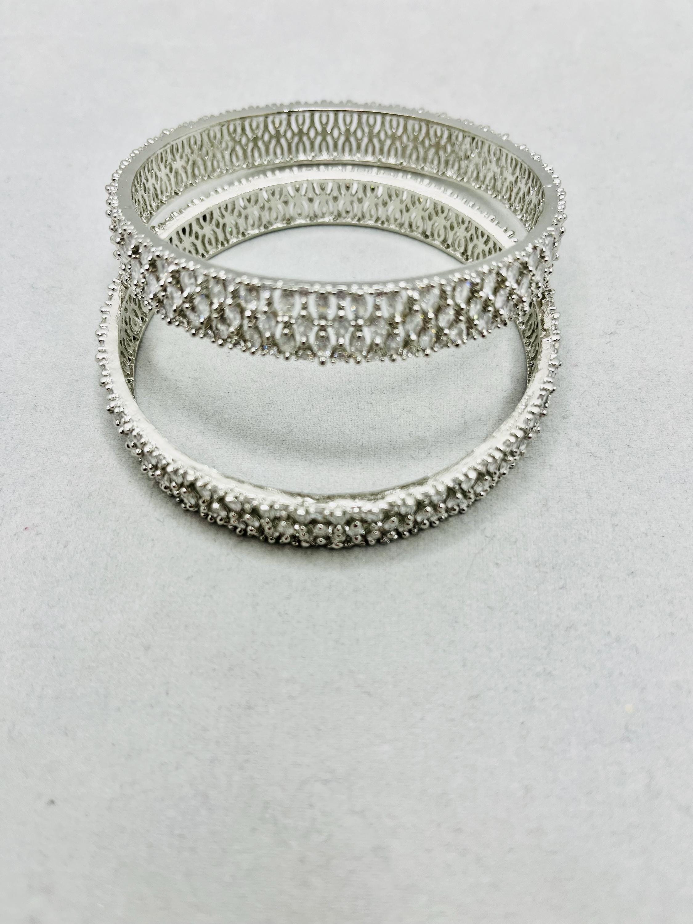 Silver American Diamond Bangles - Etsy