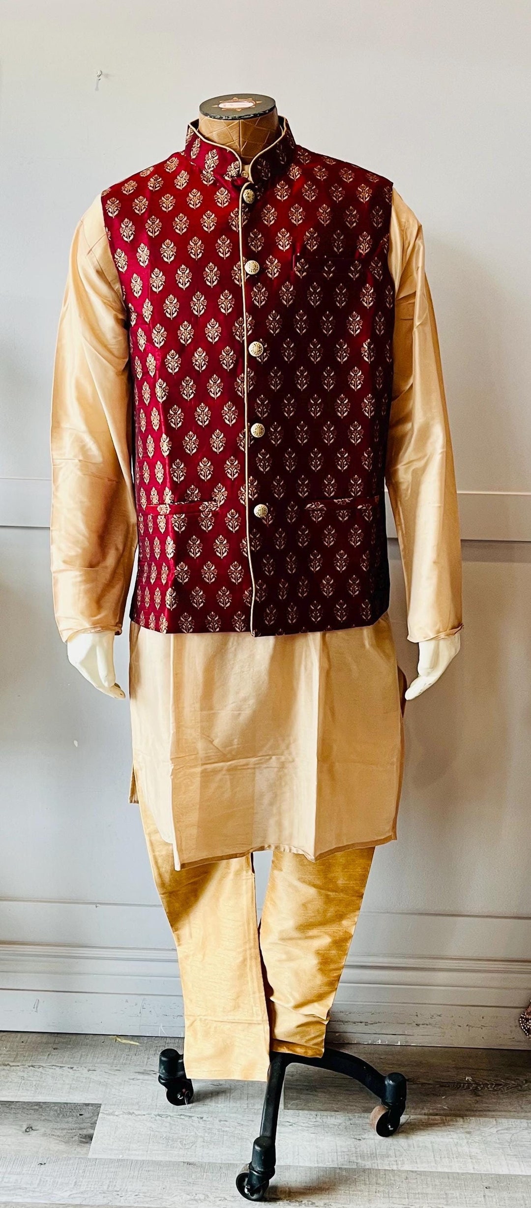 Meroon Vest Kurta Set - Etsy