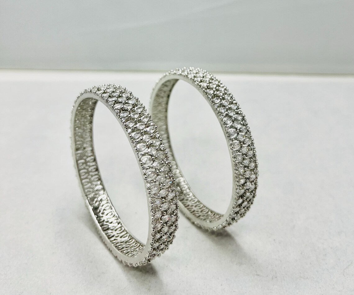 Silver American Diamond Bangles - Etsy