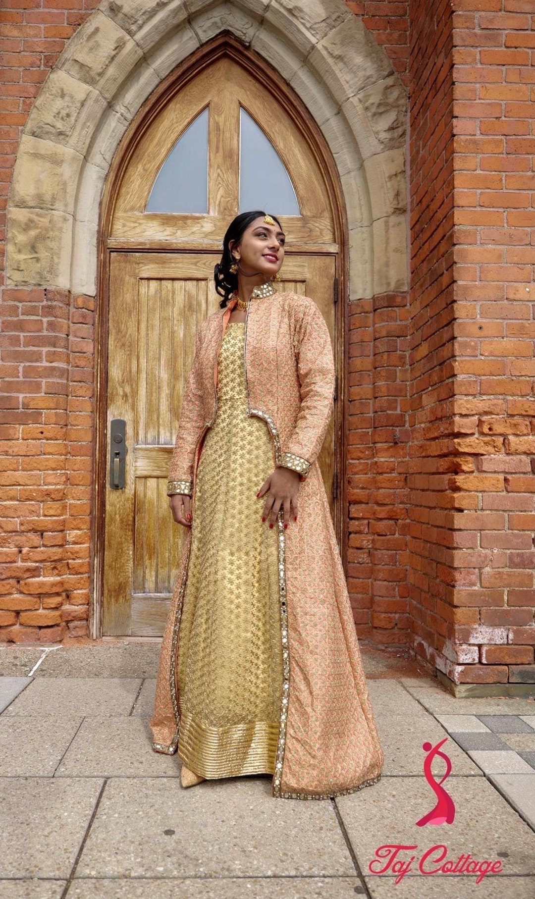 Light Pink & Gold Color Gown - Etsy