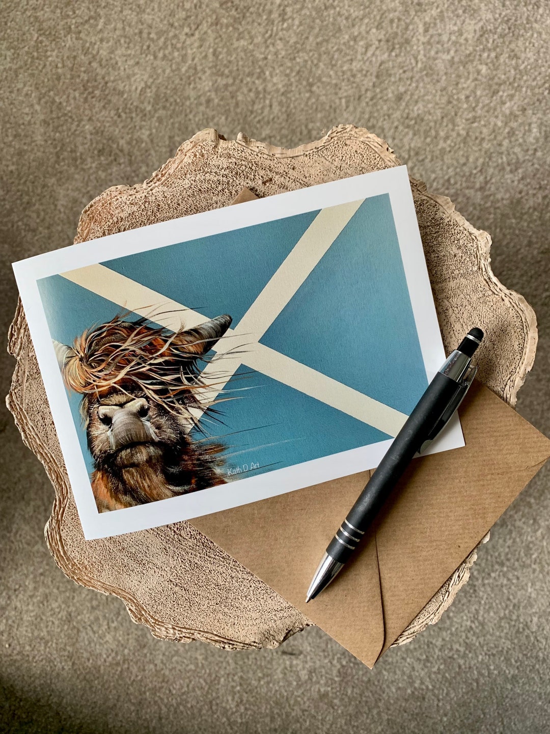 Highland Cow and Saltire Blank Greetings Card - Etsy