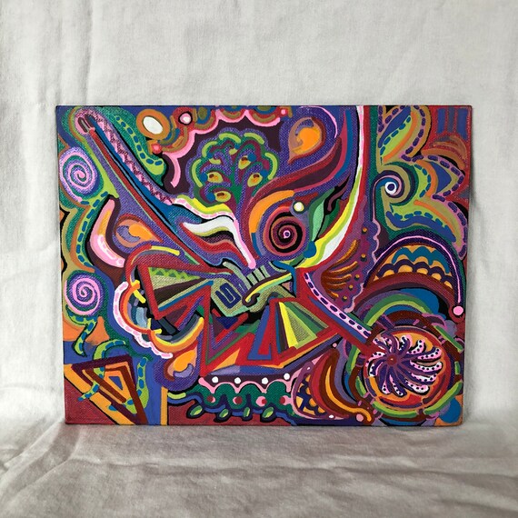 Abstract Painting on Canvas Board With Colorful Designs - Etsy