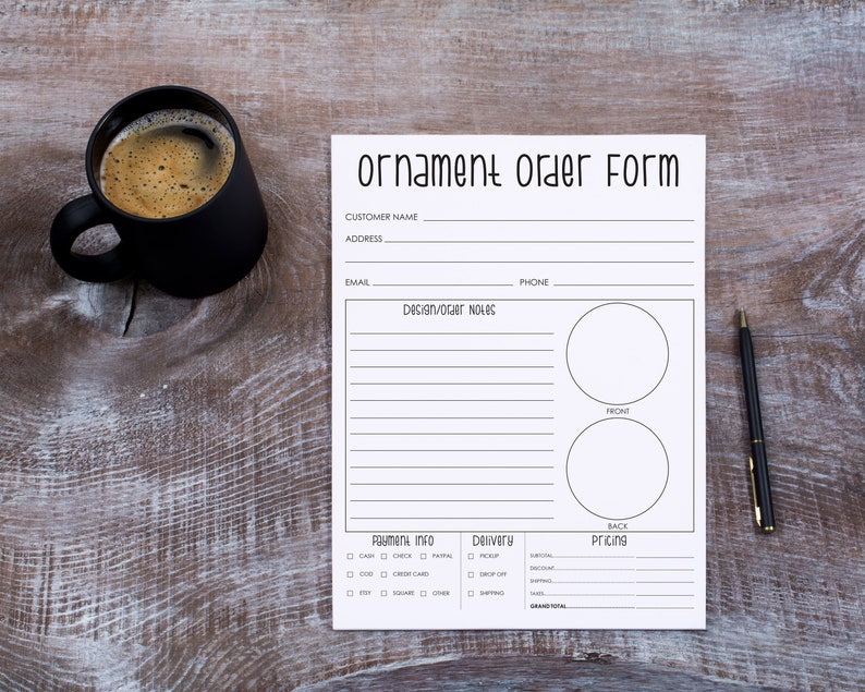 Custom Ornament Order Form Order Form For Crafters Order Etsy