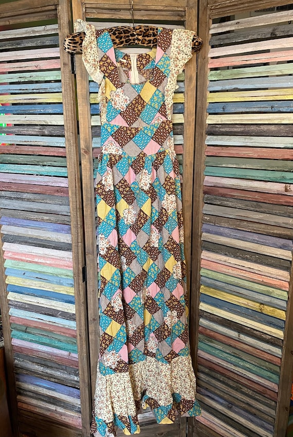70s patchwork print dress - Gem