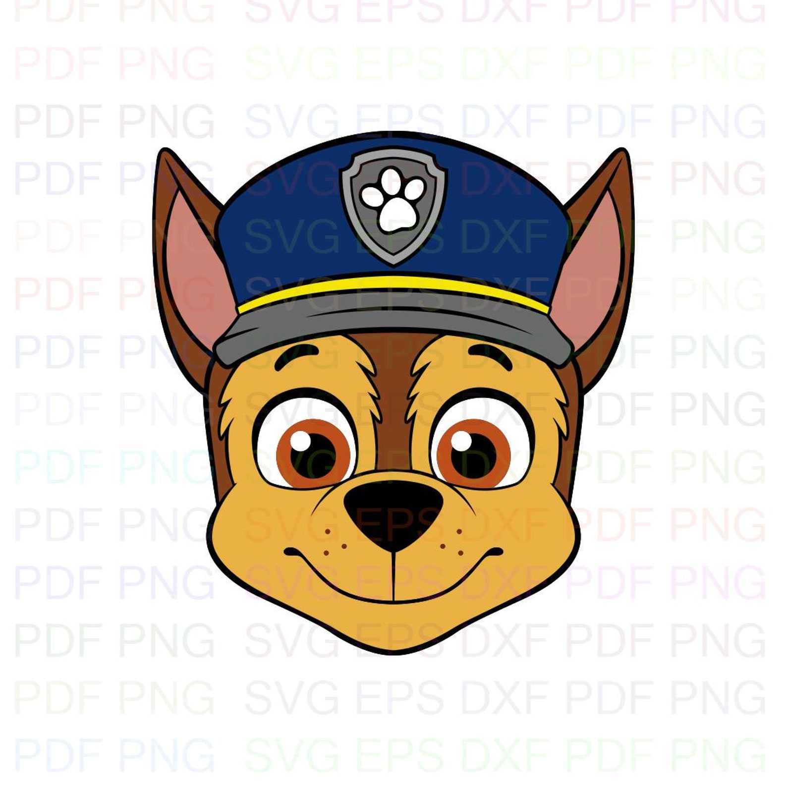 Chase Face Paw Patrol Svg Dxf Eps Pdf Png Cricut Cutting | Etsy