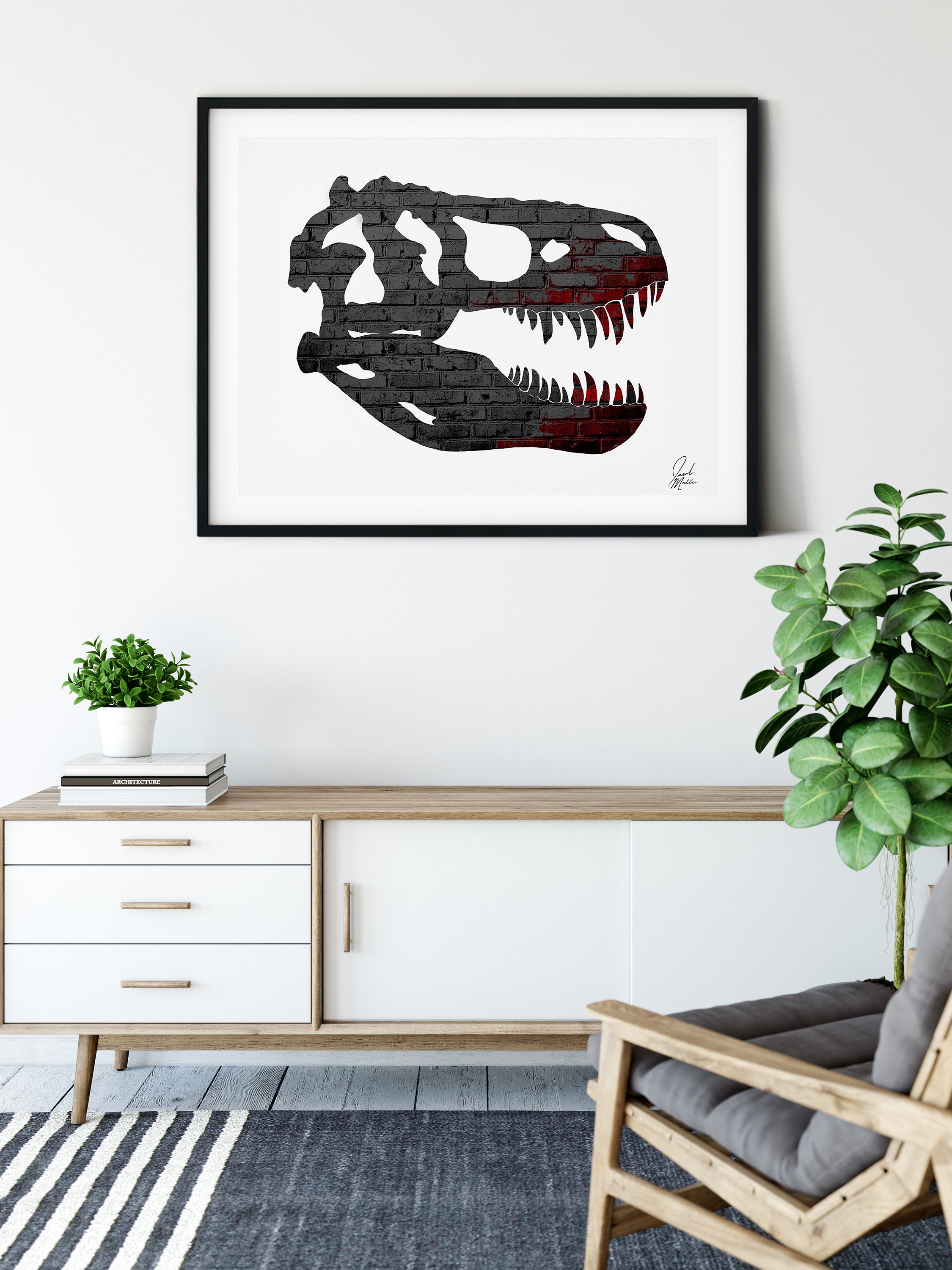 T-rex Dinosaur Print I Tyrannosaurus Rex Skull Wall Art - Etsy