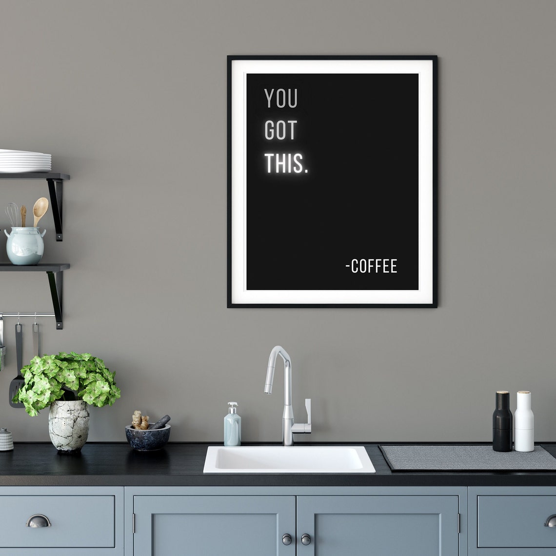 Black and White Coffee Poster Coffee Bar Art Typography Print ...