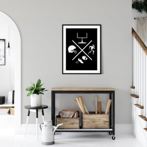 Black and White Football Wall Art Print - Sports Gifts Wall Decor ...