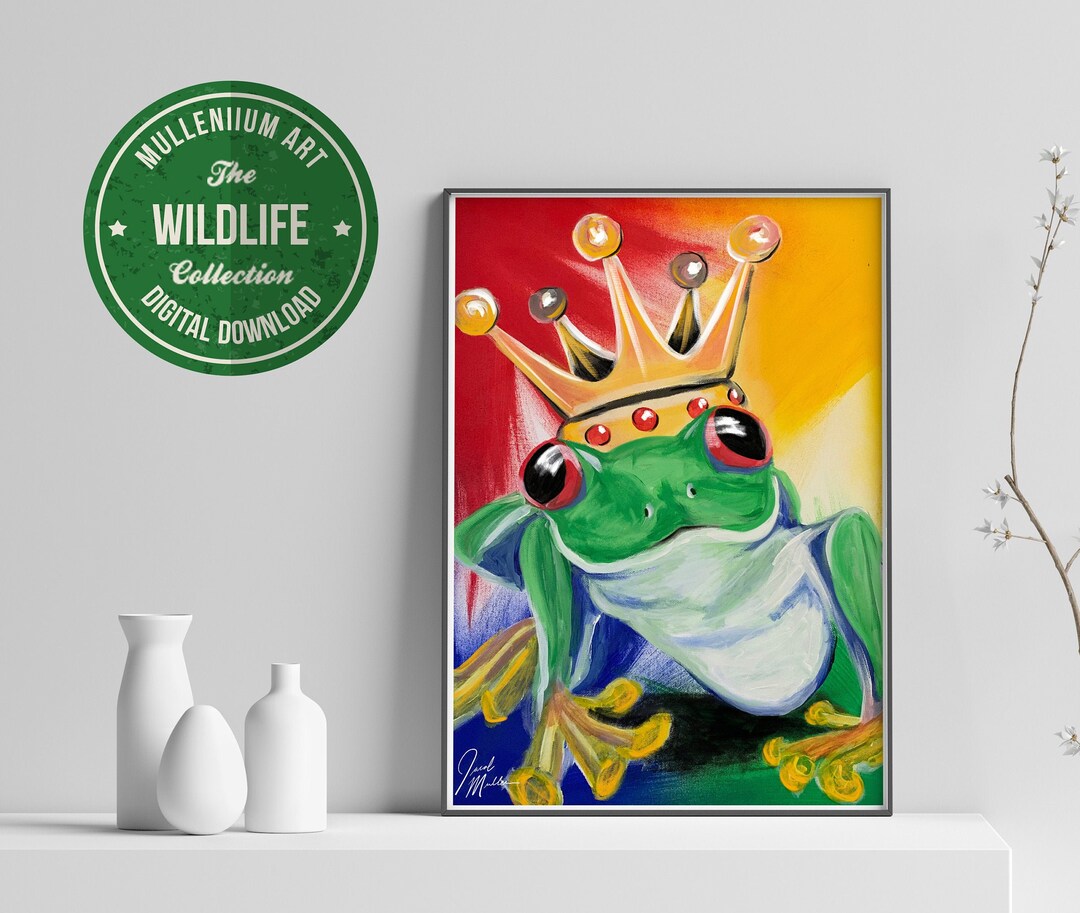 Green Tree Frog Wall Art Print Abstract King Frog Painting Home or ...