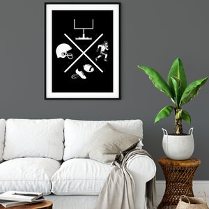 Black and White Football Wall Art Print - Sports Gifts Wall Decor ...