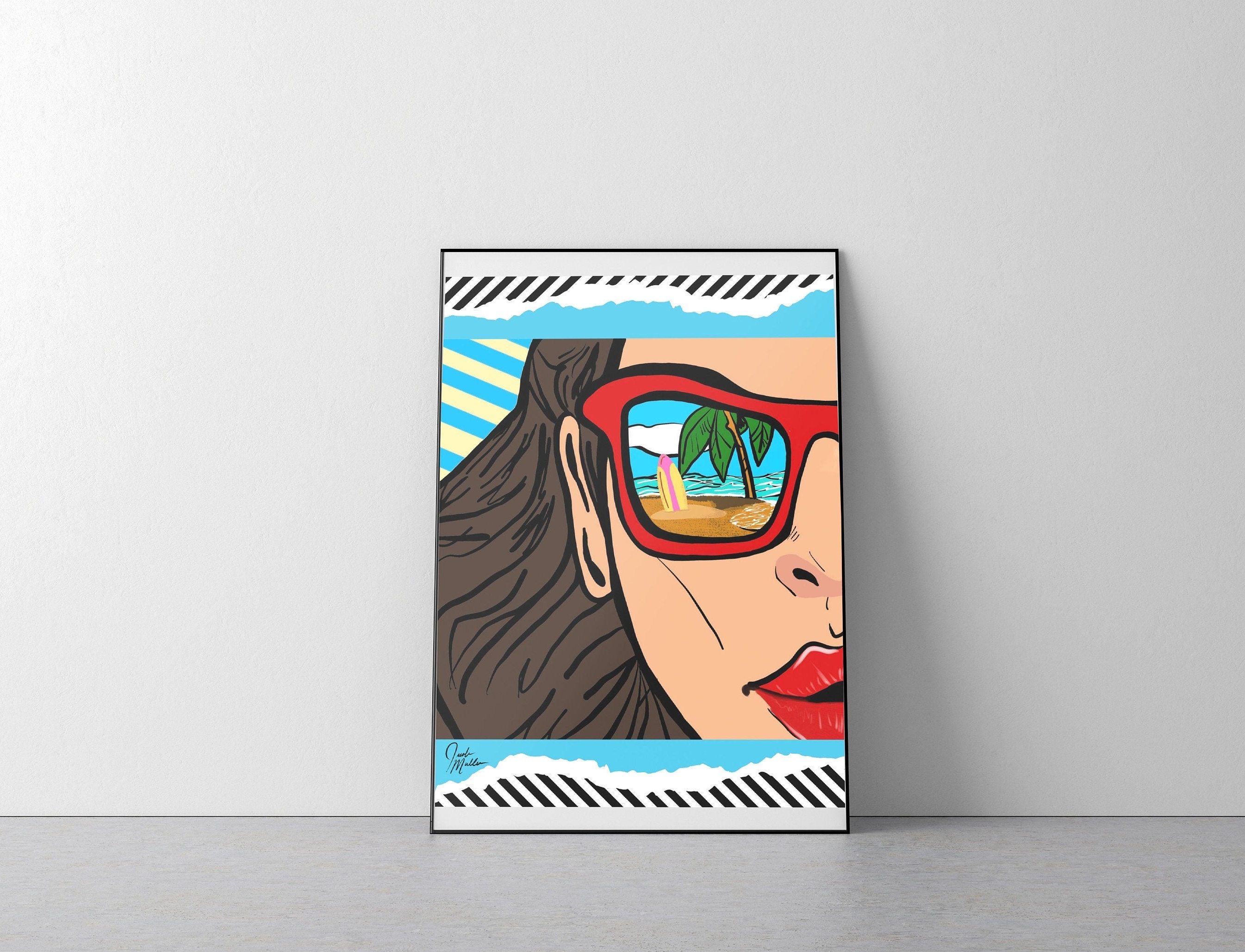 Colorful Pop Art Beach Print: Contemporary Coastal Wall Art, Beach ...