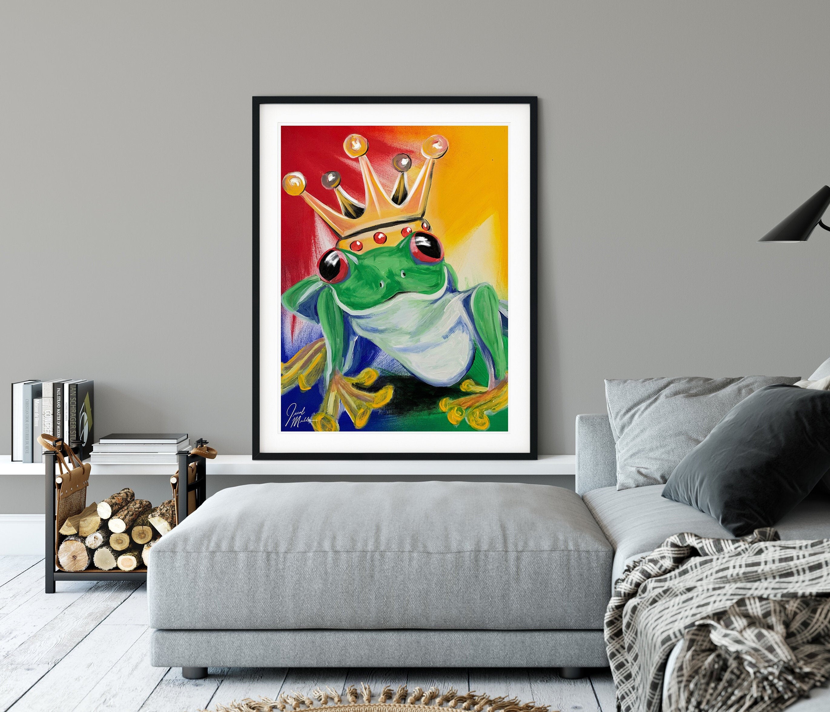 Green Tree Frog Wall Art Print Abstract King Frog Painting Home or ...