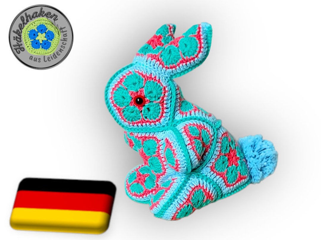 Henry the Rabbit With African Flowers Crochet Pattern as PDF GERMAN - Etsy