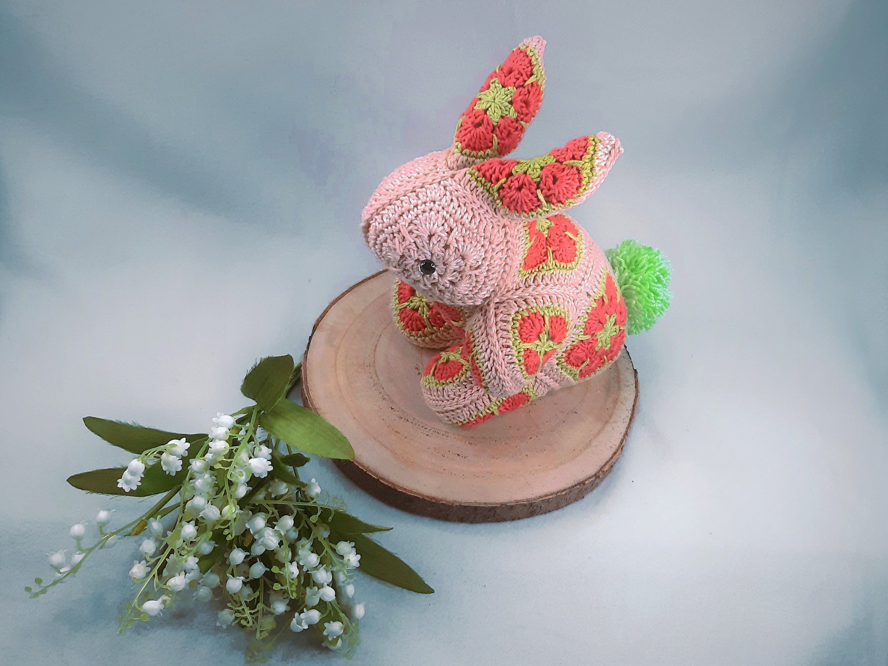 Henry the Rabbit With African Flowers Crochet Pattern as PDF GERMAN - Etsy