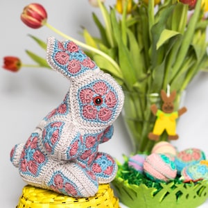 Henry the Rabbit With African Flowers Crochet Pattern as PDF GERMAN - Etsy