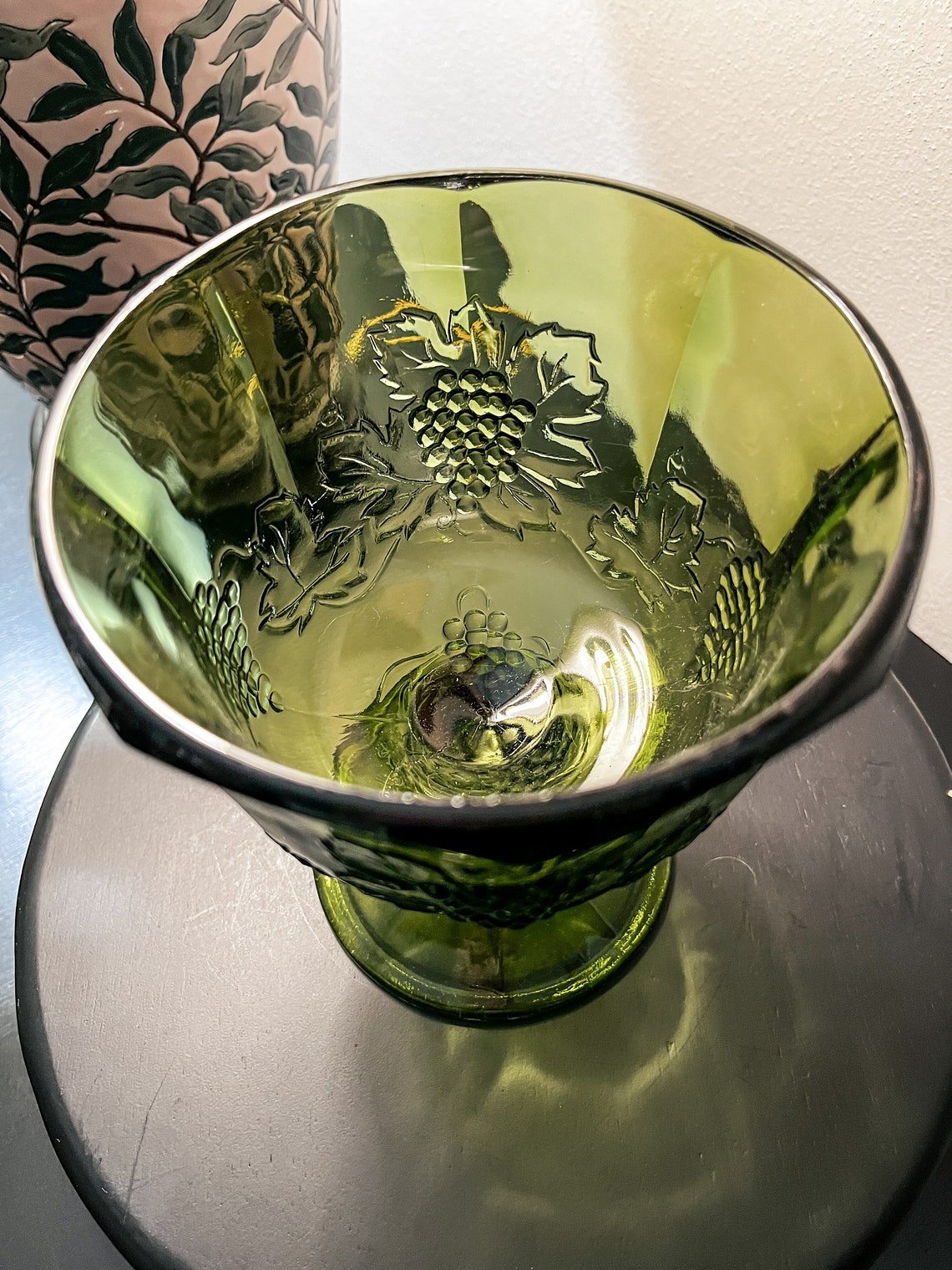 Indiana Glass Colony Harvest Green Grape Pattern Compote (5 Available ...
